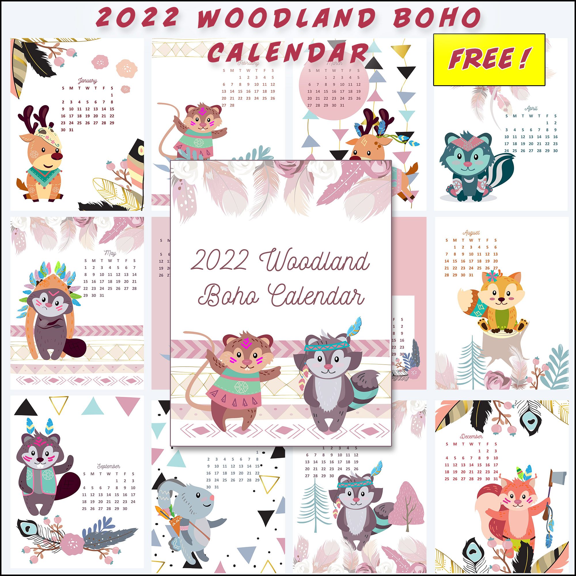Woodland Boho Calendar